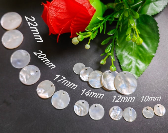 Natural White Mother of Pearl Round Charms, Pearl Shell Round Coin ...