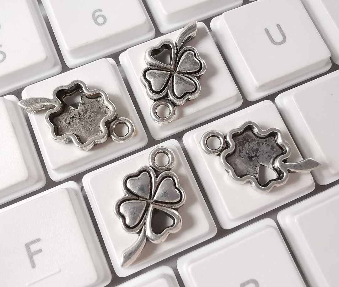 35 Pcs Antiqued Silver Four Leaf Clover Charms, 11x20 Mm Metal Charms ...