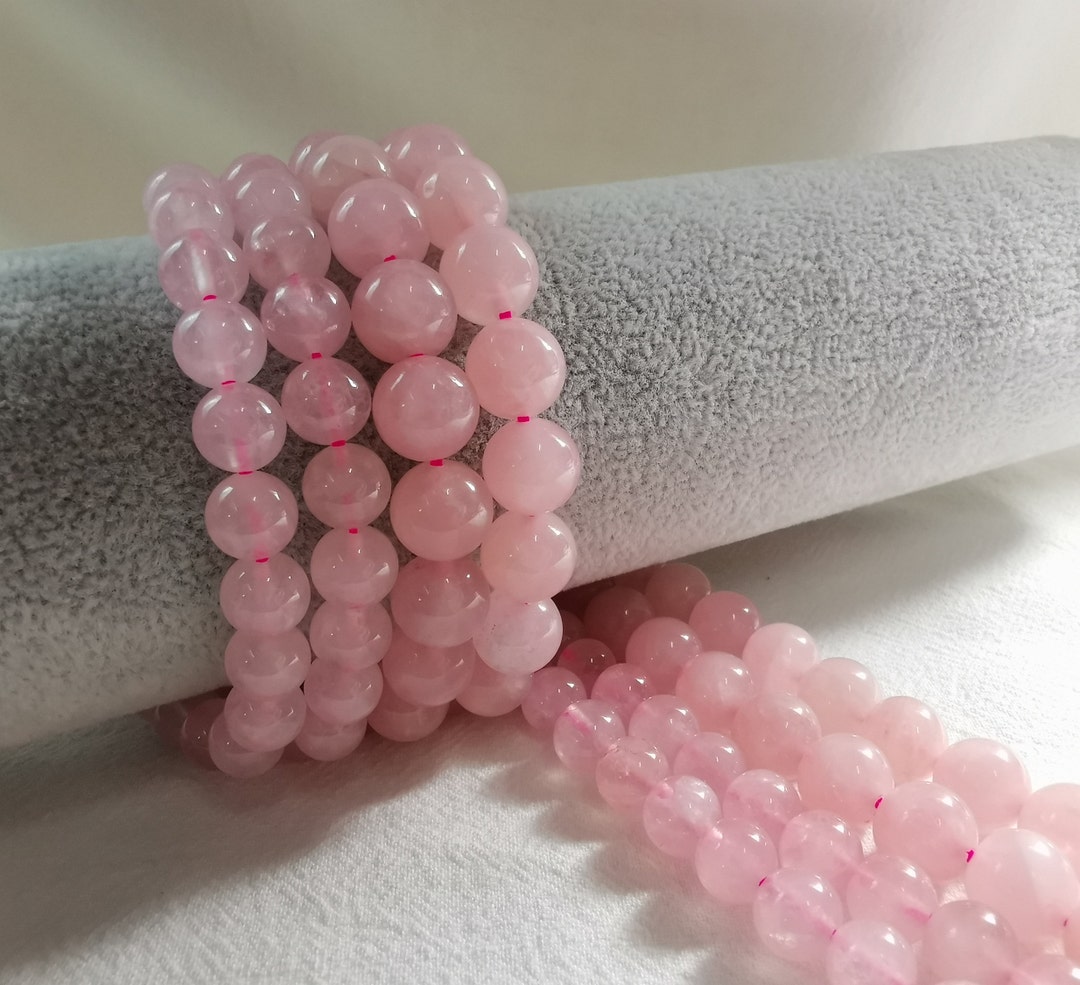 Rose Quartz Round Beads, Smooth Rose Quartz Gemstone Beads, Pink Quartz ...