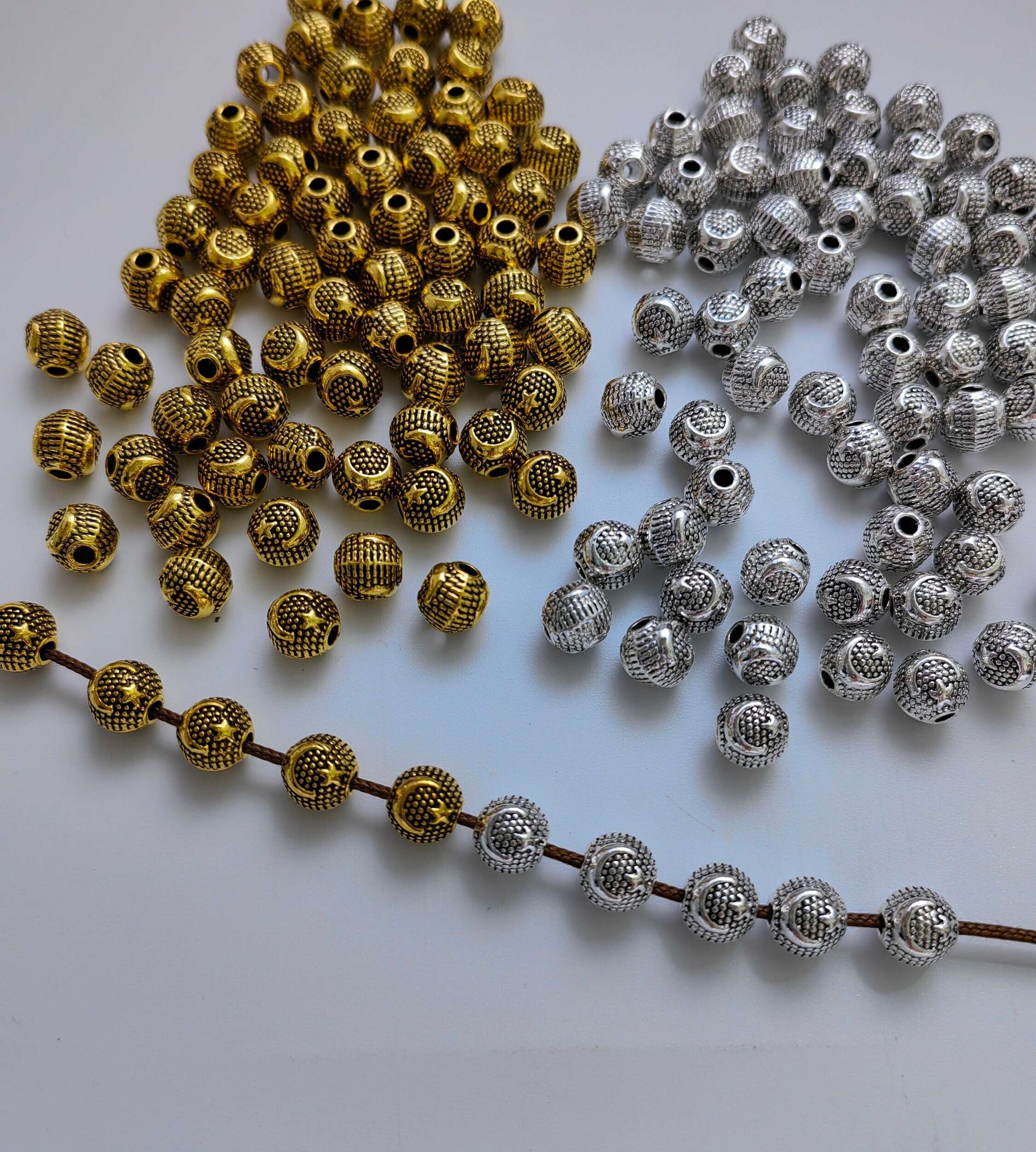30 or 50pcs Moon and Star Spacer Beads, 7.5 Mm Metal Spacer Beads ...
