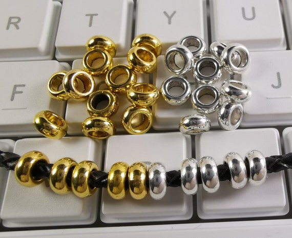50 Pcs Large Hole Metal Spacer Beads Rondelle Beads Spacer | Etsy