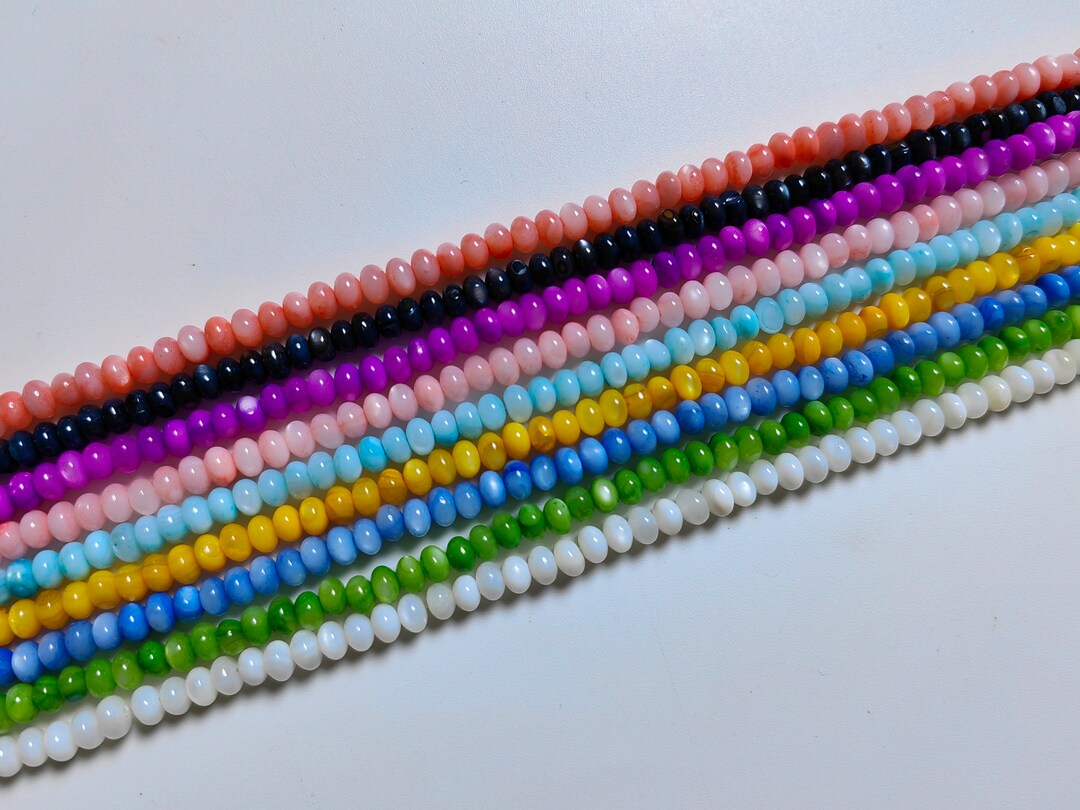 5x3mm Mother of Pearl Round Abacus Beads, 9 Colours Mop Rondelle Beads ...