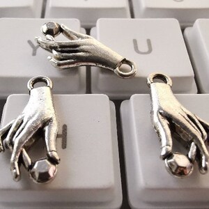 30pcs Antiqued Silver Hand Charms, Spiritual Hand Charms, 8x18 Mm Metal ...