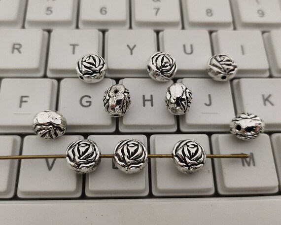 20pcs Double Sided Rose Flower Spacer Beads Antique Silver - Etsy
