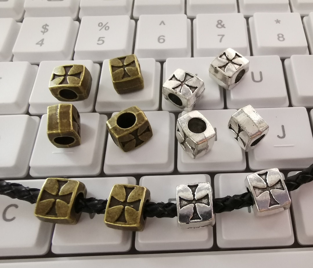 30pcs Double Sided Cross Beads, Antique Silver /bronze Large Hole Metal ...