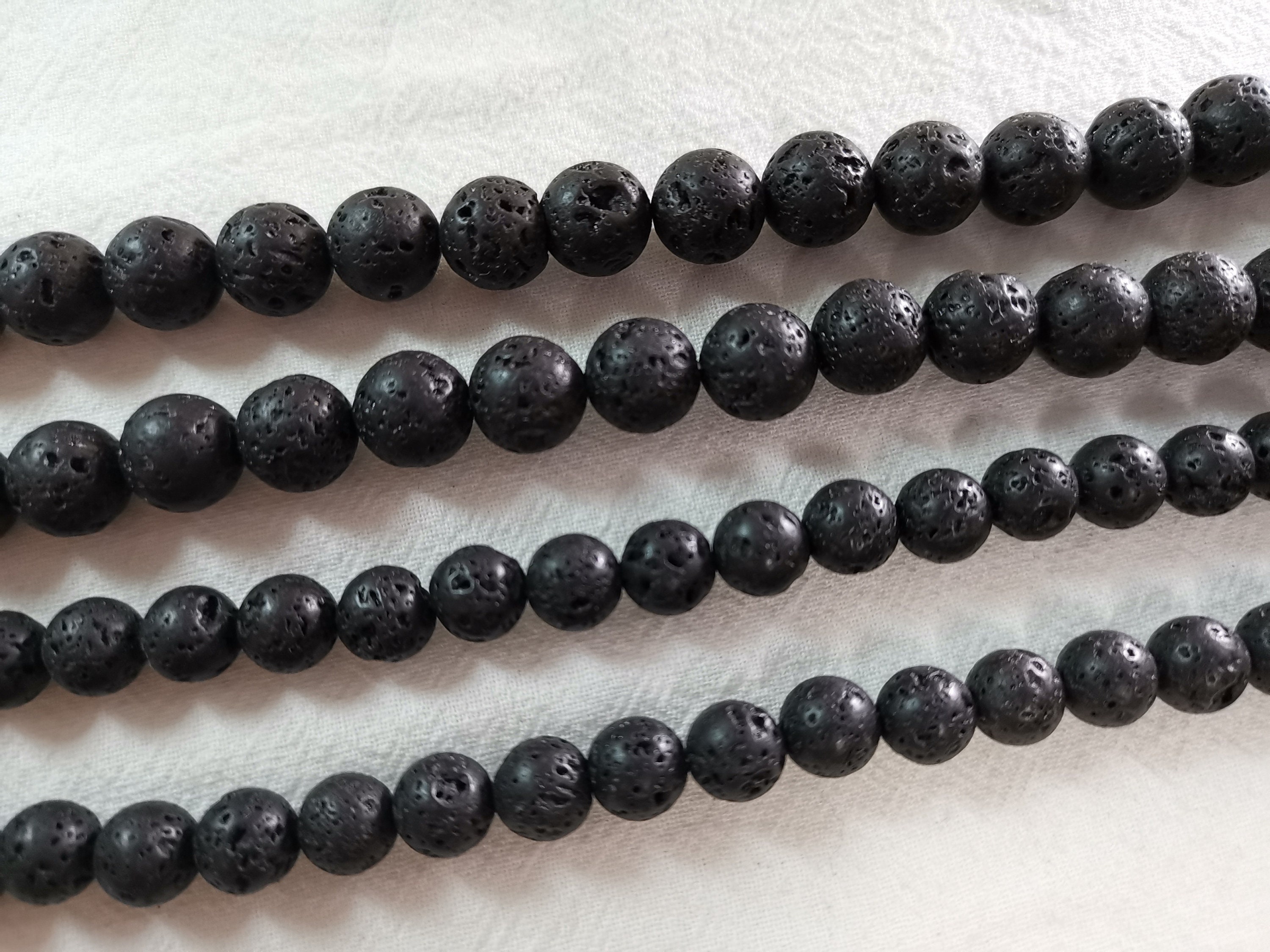 15.5 Full Strand Black Round Lava Beads Volcano Lava | Etsy