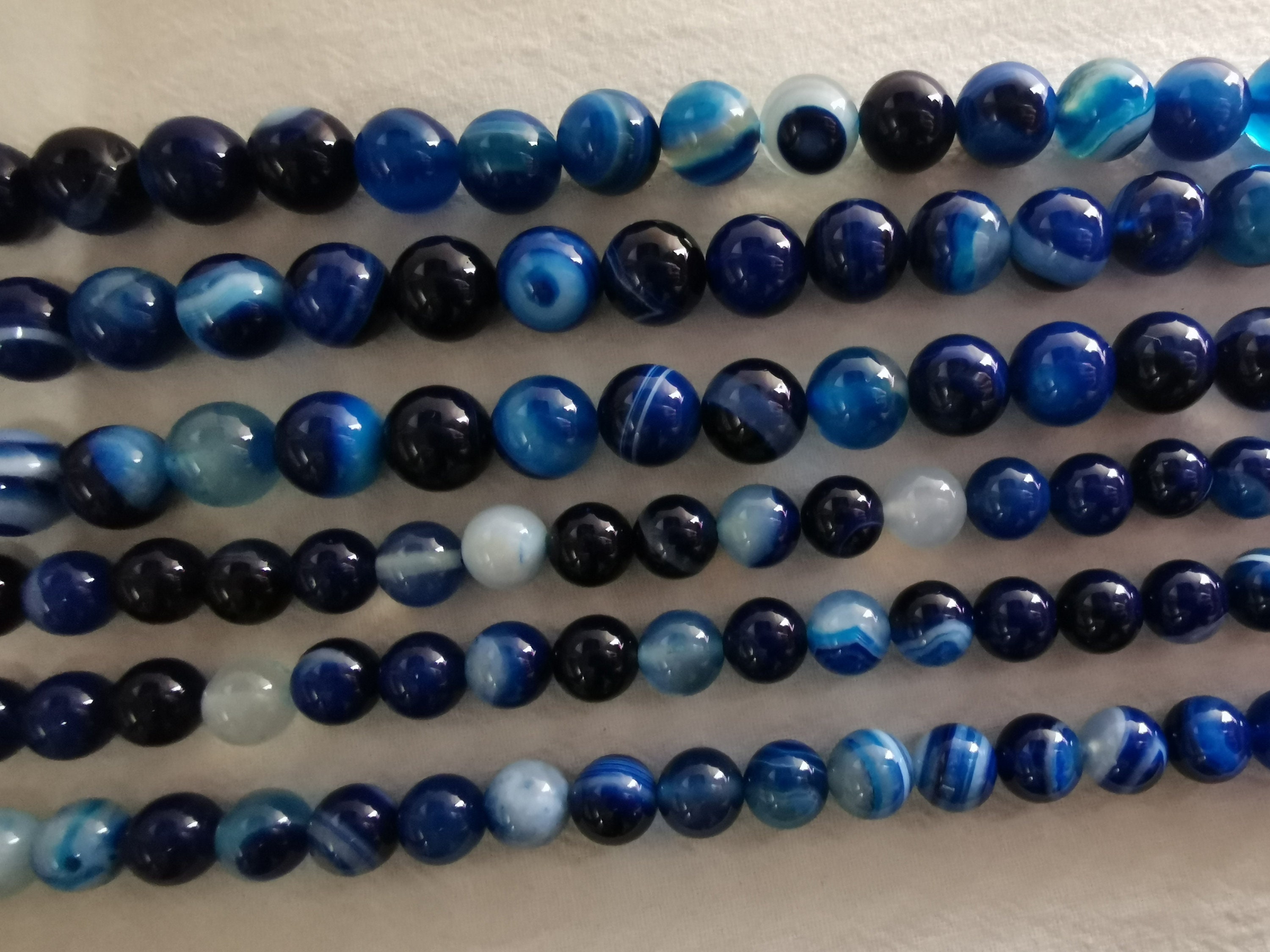 1 Full Strand Smooth Striped Agate Beads 6 / 8/ 10mm to | Etsy