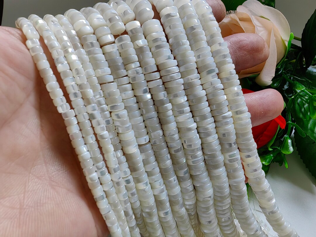 AAA Natural Mother of Pearl Rondelle Beads, 4mm 6mm 8mm Mop Heishi Disc ...