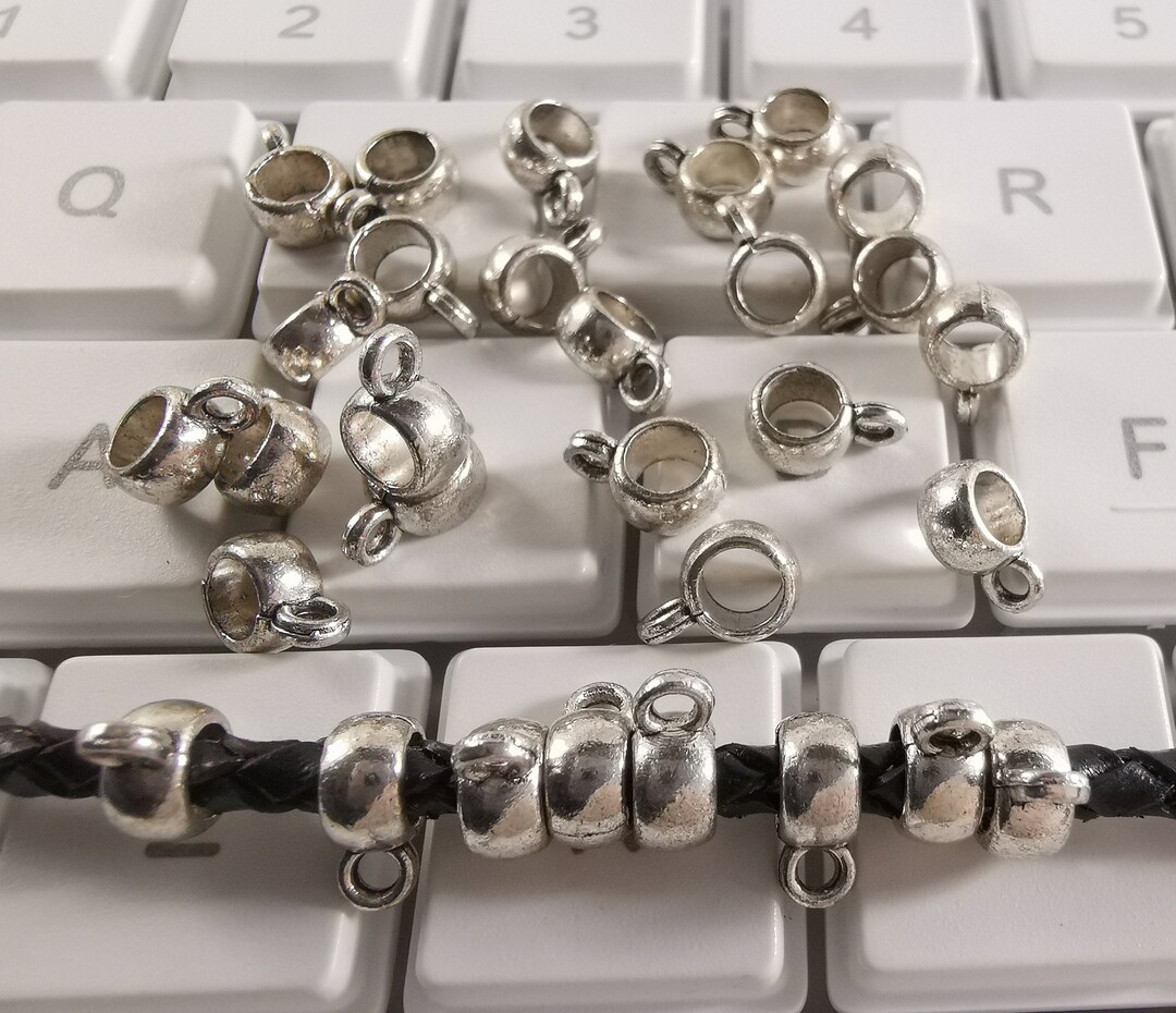 50 Pcs Antique Silver Metal Bail Beads, Small Bail Spacer Beads ...