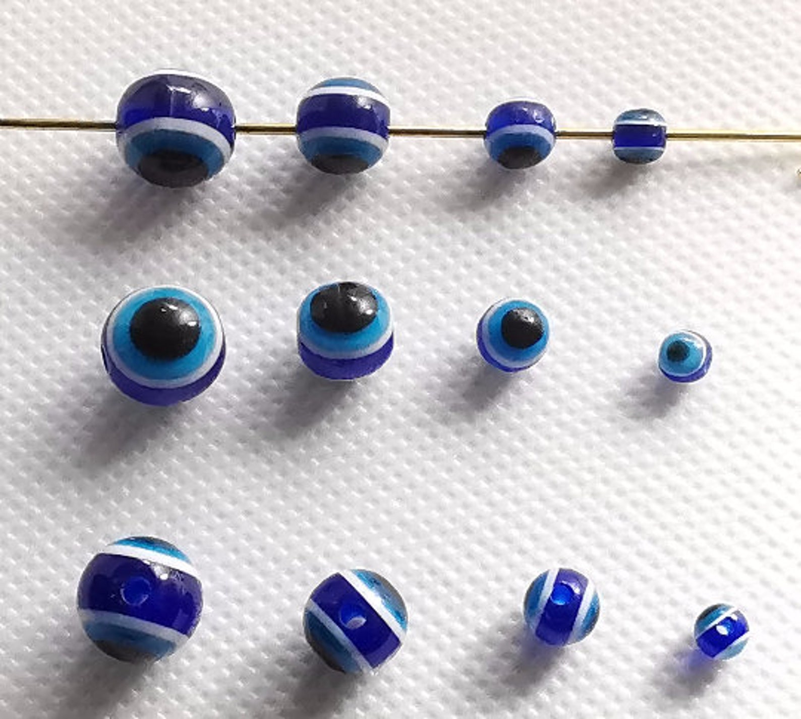 100 Pcs Resin Round Evil Eye Beads, Double Sided Evil Eye Beads, 4 6 8 ...