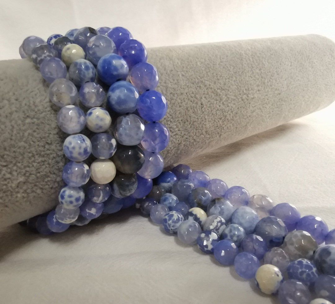 1 Full Strand Crack Agate Round Beads, Faceted Round Agate Beads ...