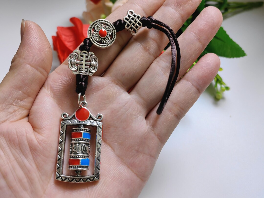 Six Words Mantra Prayer Wheel Lanyard Keychain, Buddhist Prayer Wheel ...