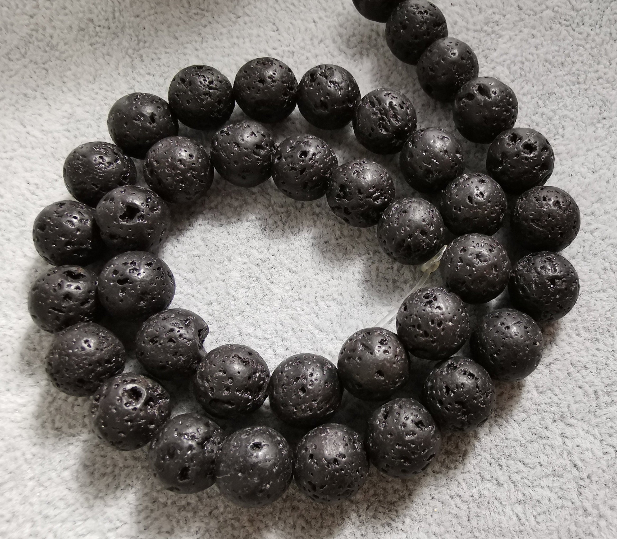 15.5 Full Strand Black Round Lava Beads Volcano Lava | Etsy