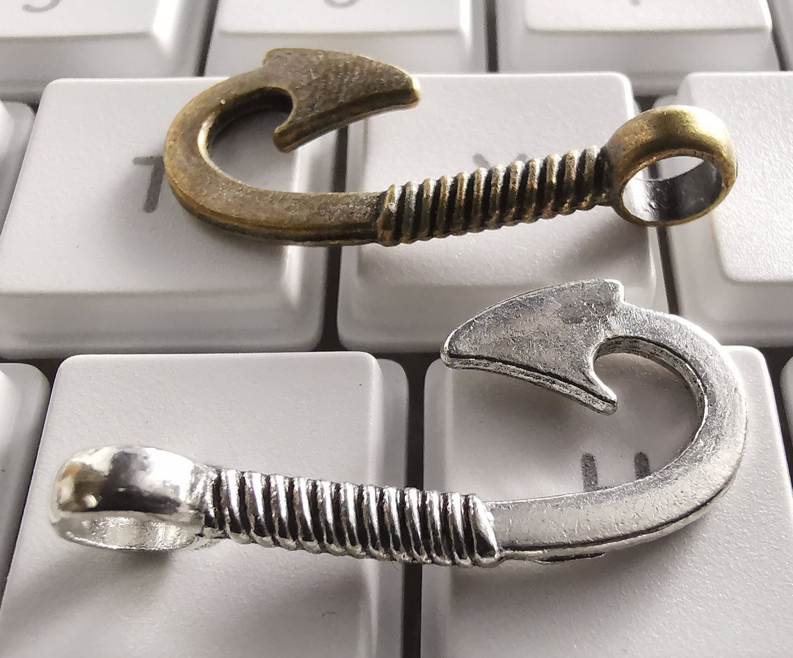 30pcs Fish Hook Charm Pendant Metal Fish Hook Charms | Etsy