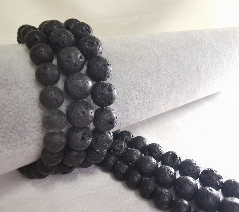 15.5 Full Strand Black Round Lava Beads Volcano Lava | Etsy