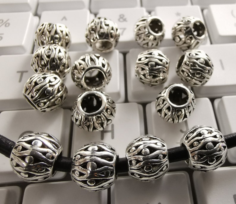 20pcs Antique Silver Large Hole Spacer Beads 10x9 Mm Metal - Etsy