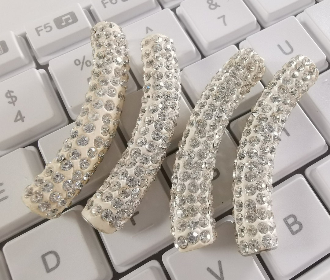 2 or 5pcs Rhinestone Curved Tube Connector, 9x46mm Spacer Curved Tubes ...