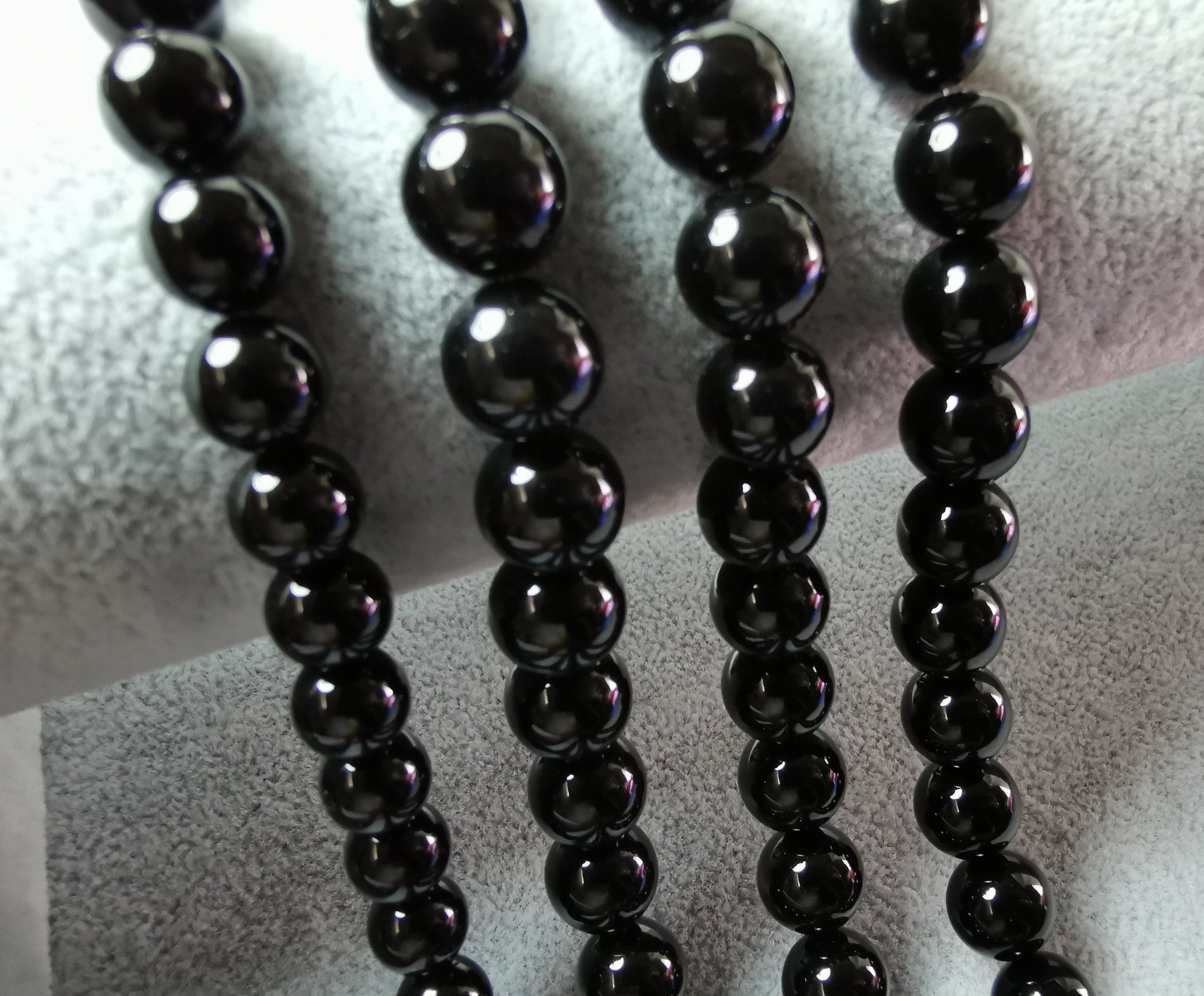 1 Full Strand Smooth Black Agate Round Beads Gemstone Round | Etsy