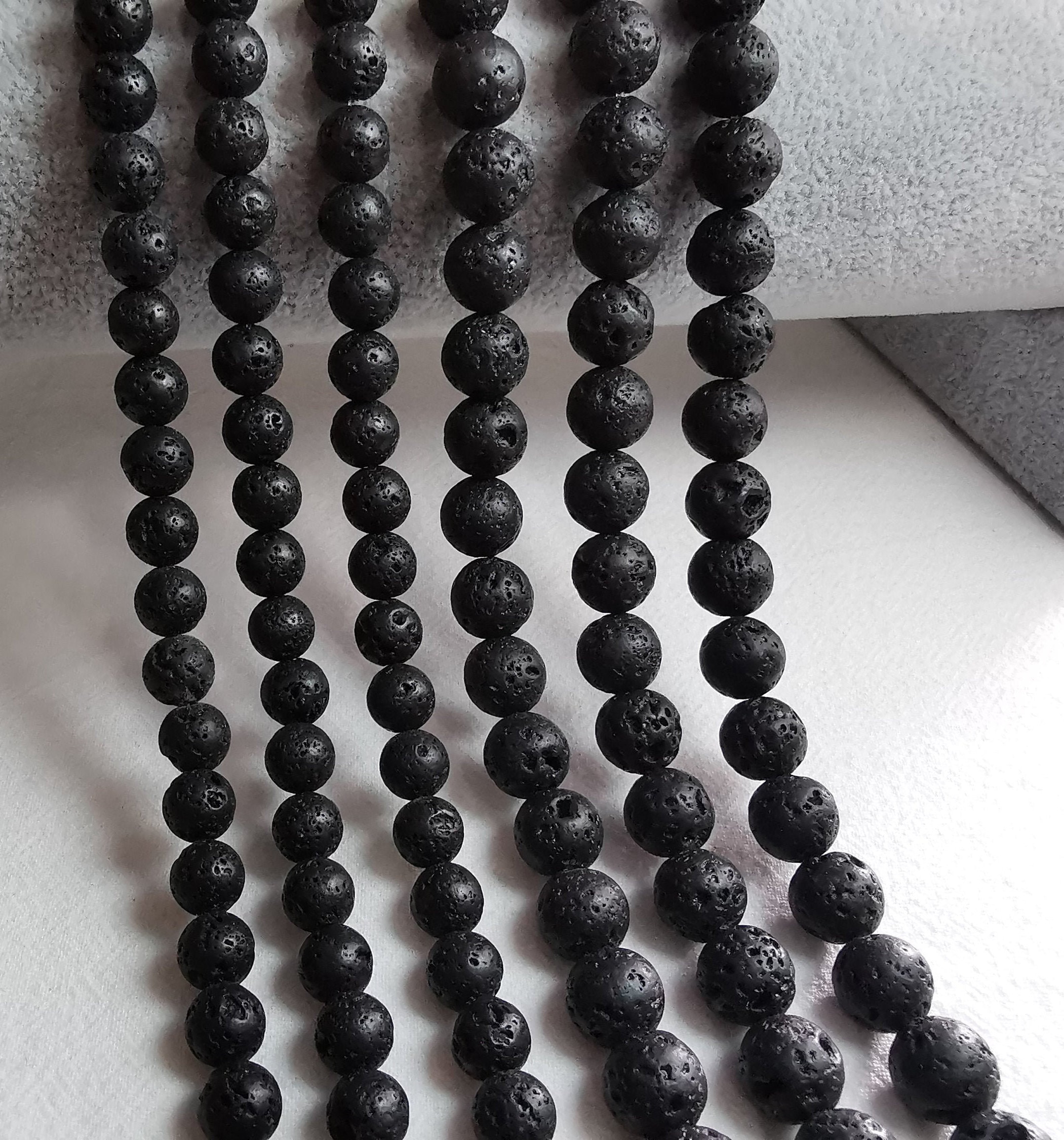 15.5 Full Strand Black Round Lava Beads Volcano Lava | Etsy