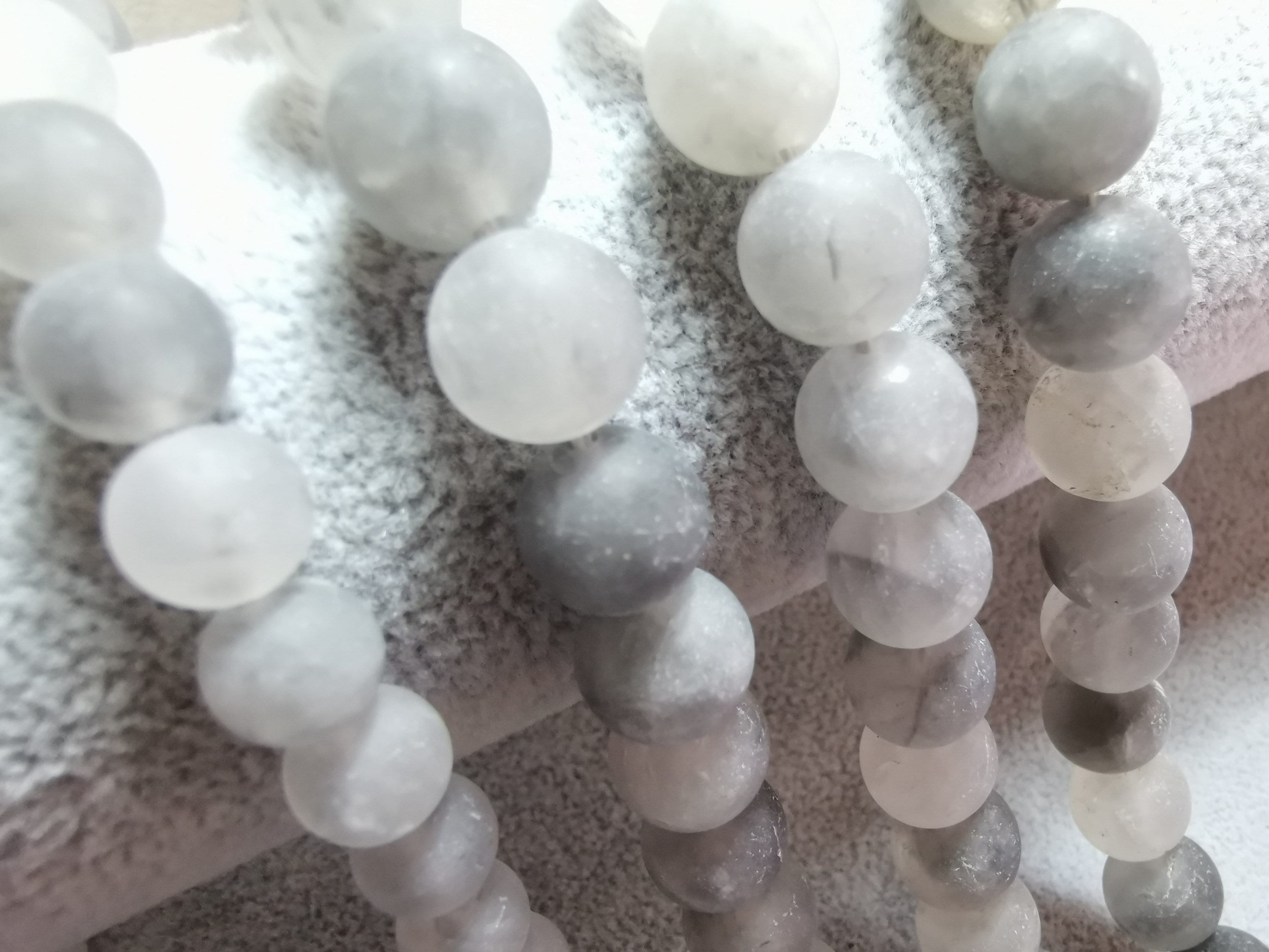 1 Full Strand Matte Cloudy Quartz Round Beads Grey Frosted | Etsy