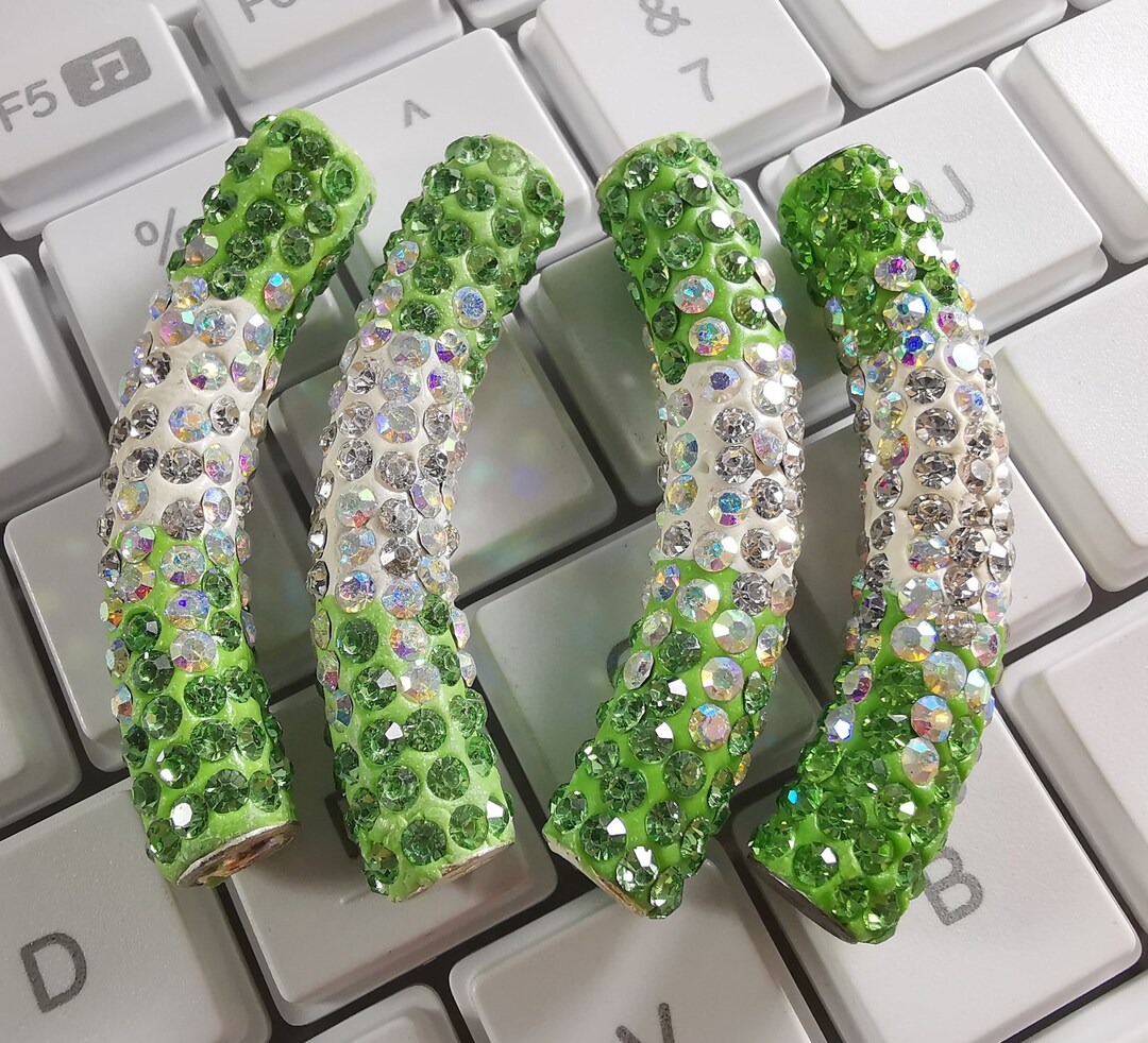 3 Pcs Rhinestone Curved Tube Connector, 9x46mm Spacer Curved Tubes ...