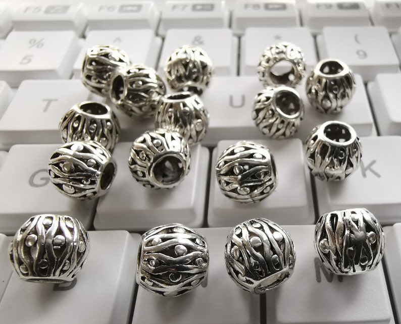 20pcs Antique Silver Large Hole Spacer Beads 10x9 Mm Metal - Etsy