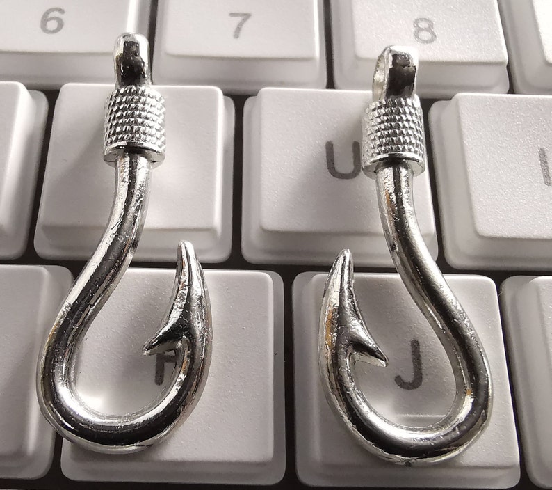 20 pcs Antique Silver Fish Hook Charm Pendant Silver Hook | Etsy