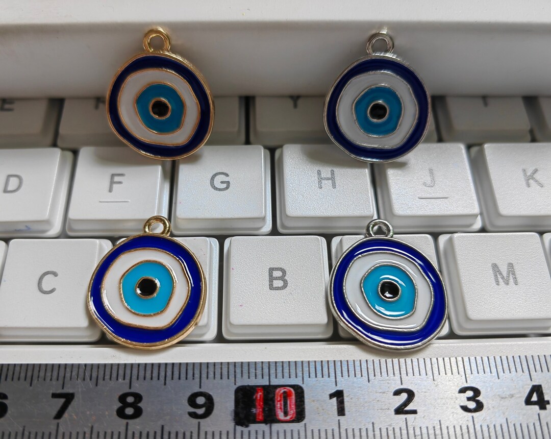 15 or 30 Pcs Enamel Evil Eye Charms, 19x23mm Metal Evil Eye Charms ...
