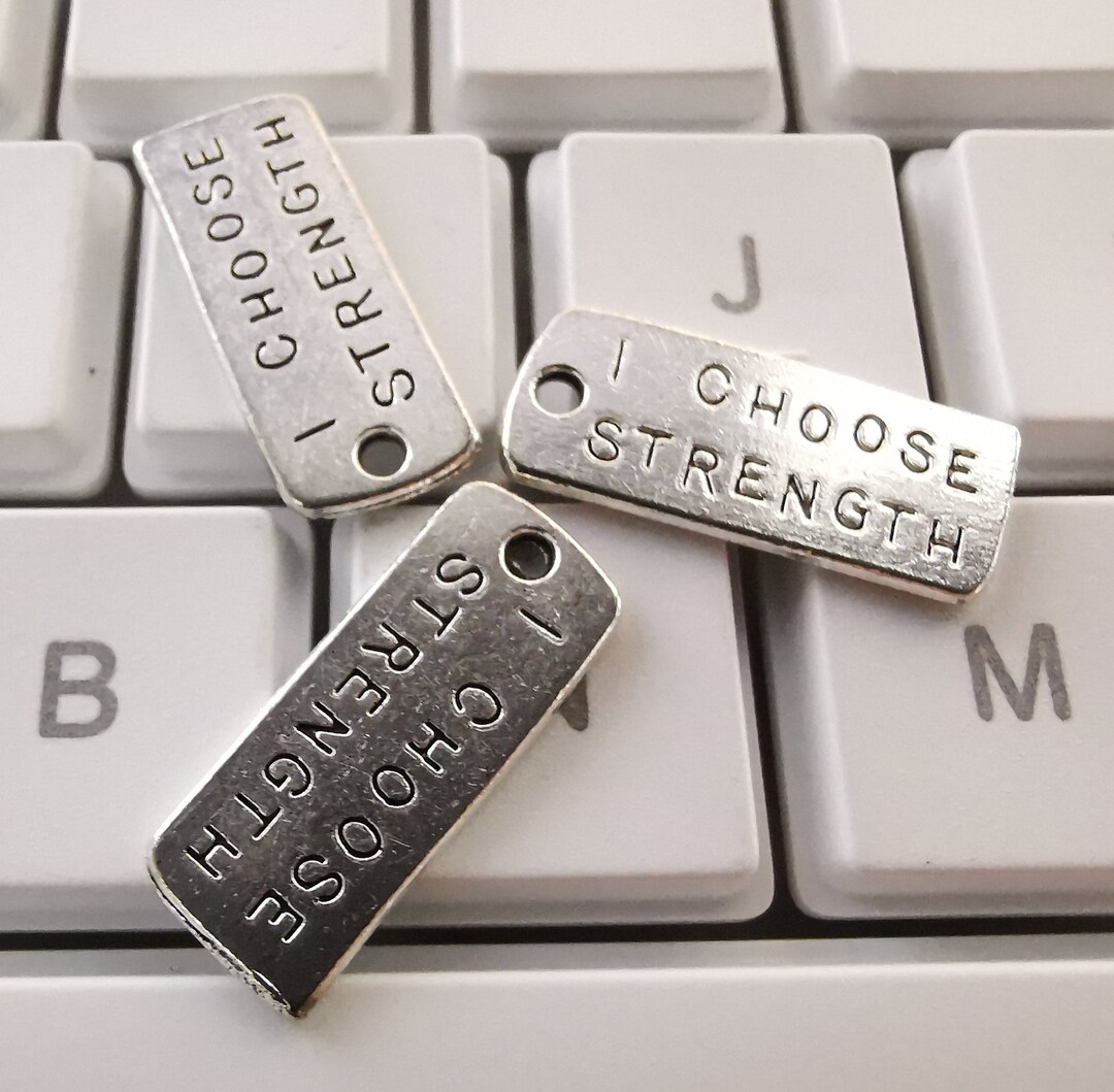 30pcs Double Sided "i CHOOSE Strength" Charms, 9x21mm Antique Silver ...