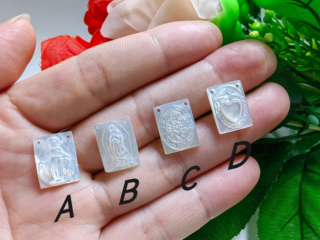 2 - 30 Pcs Mother of Pearl Virgin Mary Cameo Charms, 12x15.5 Mm Carving ...