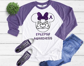 Mickey / Minnie Mouse Disney Purple Epilepsy Awareness Tee | Etsy
