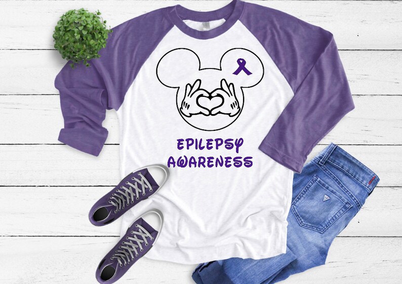 Mickey / Minnie Mouse Disney Purple Epilepsy Awareness Raglan - Etsy