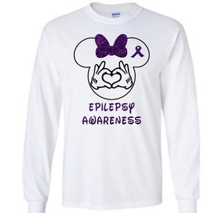 Mickey / Minnie Mouse Disney Purple Epilepsy Awareness Long Sleeve Tee ...