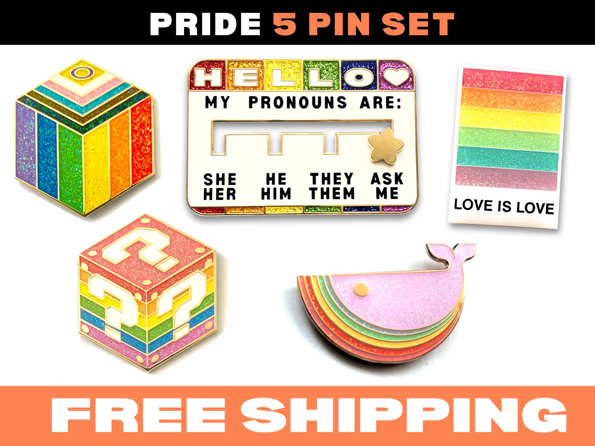 Pronoun Slider Enamel Pin | He She Variation Gender Identity Fluid ...