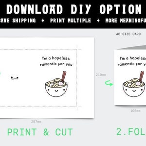 LOVE PUN CARD Girlfriend Ramen Boyfriend Pun Funny Japanese Art ...