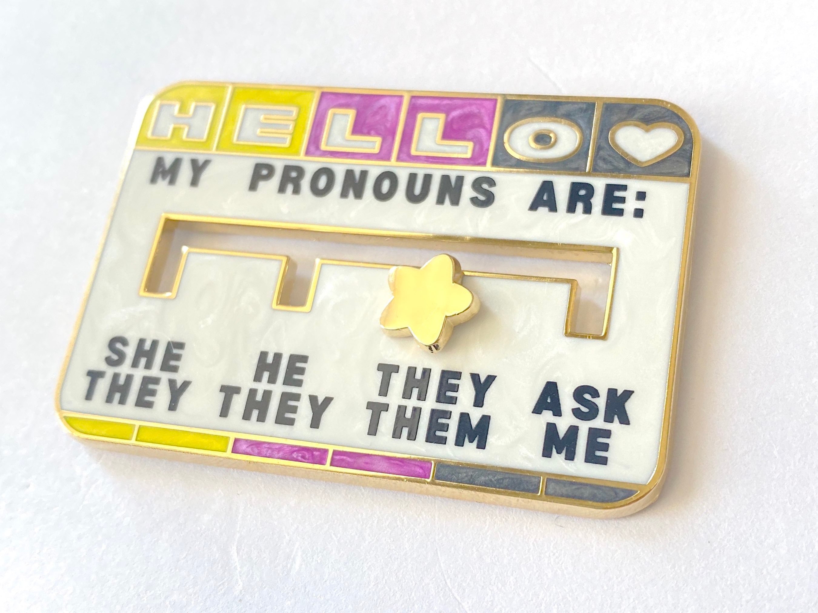 Pronoun Slider Pin non Binary Version - Etsy