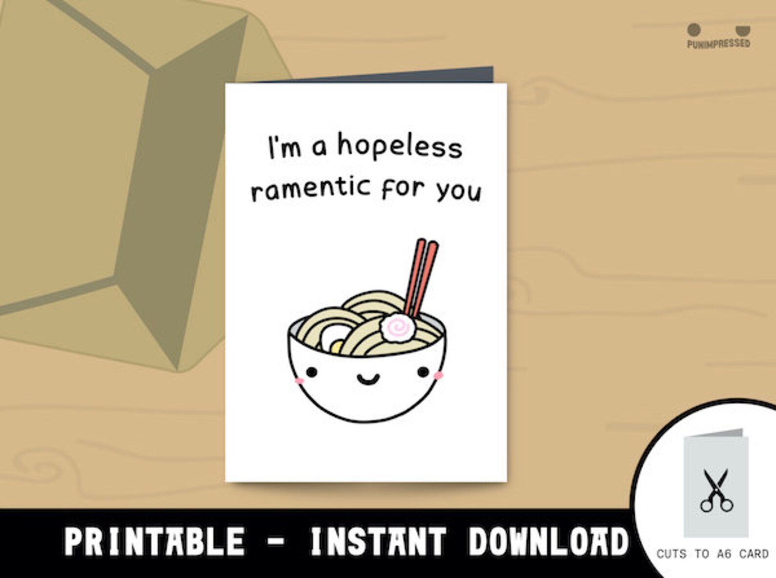 LOVE PUN CARD girlfriend ramen boyfriend pun funny Japanese | Etsy