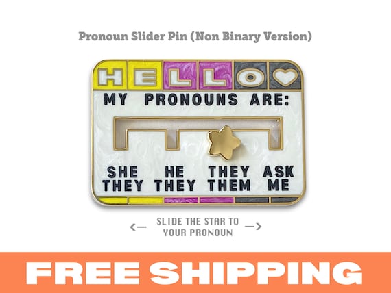 Pronoun Slider Pin non Binary Version - Etsy