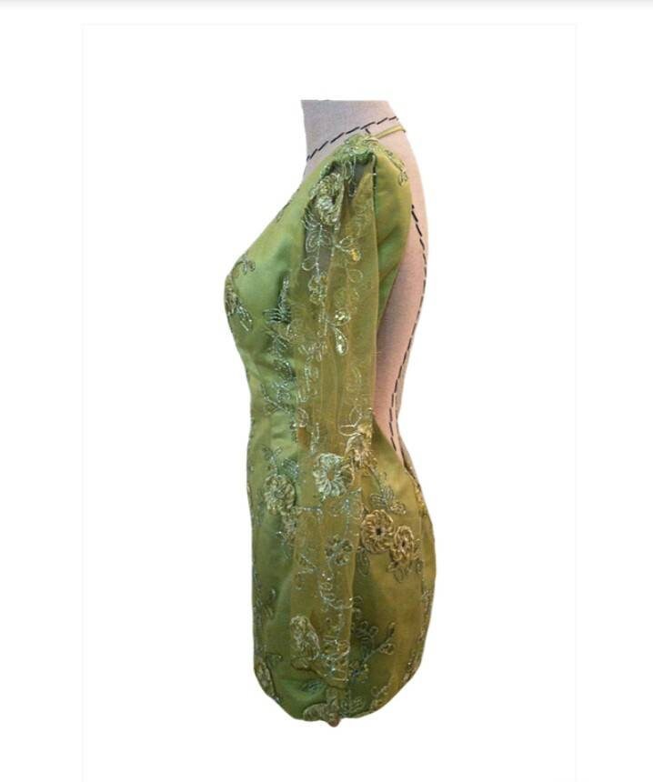 Femmes robe de soirée vintage 60s mod gogo vert sexy dos nu dentelle ...