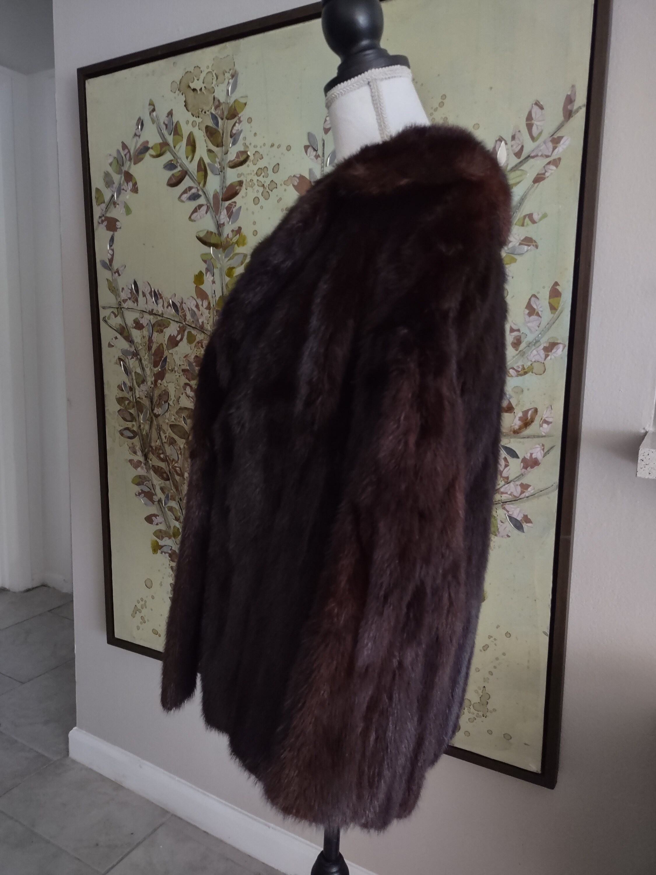 Women Vintage 50's 60s Mink Coat Short Double Breasted Button Collar ...