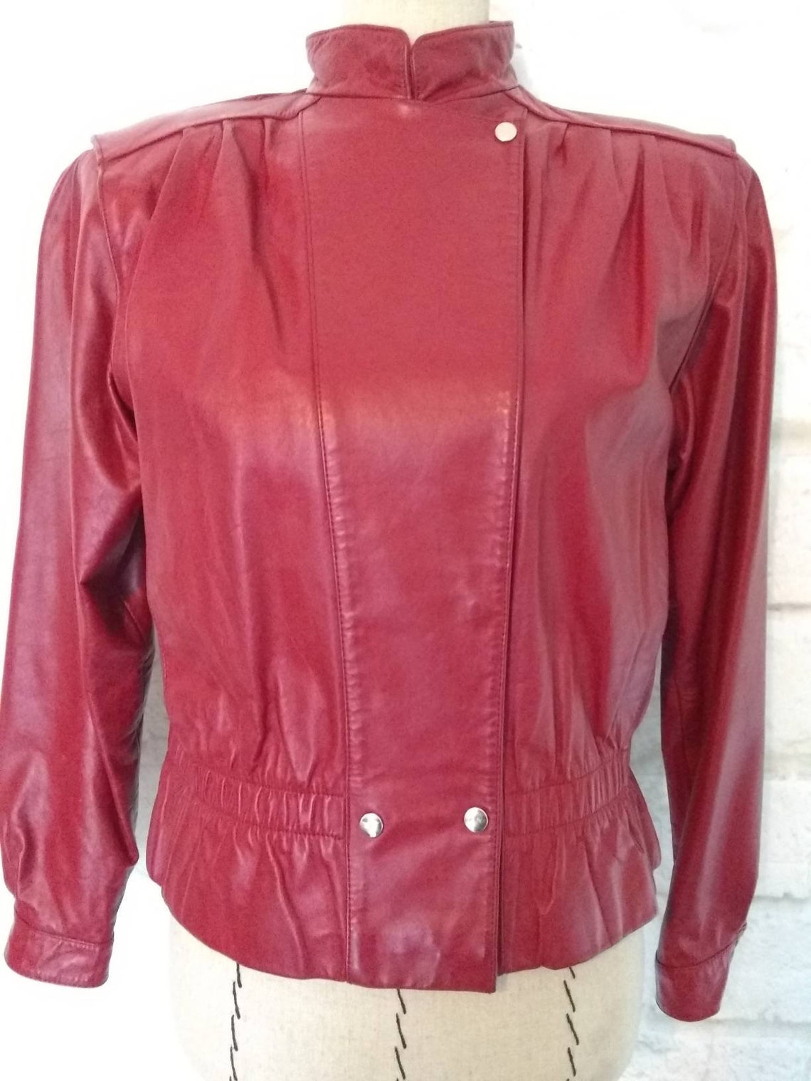 Women Leather Jacket Red Speciale 80s 90s Vintage Genuine Real ...