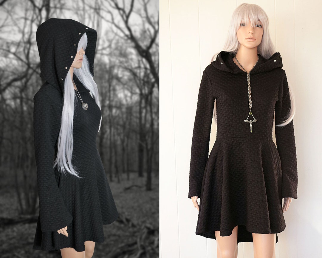 Witchy Dress, Hooded Sweater Dress, Goth Pagan Witch Dress, Grunge ...
