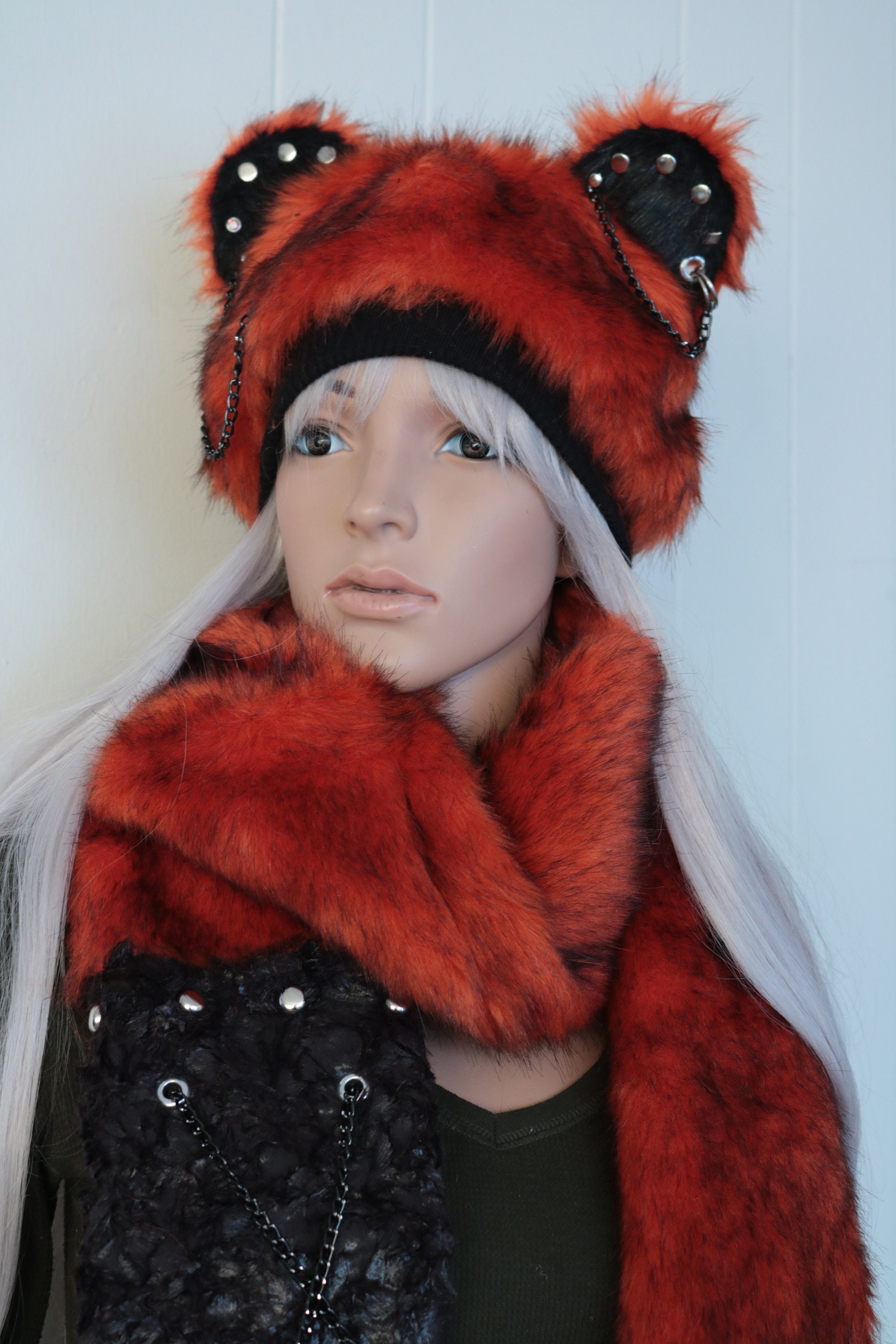 Goth Bear Beanie Adult Dark Kawaii Satin Lined Bear Hat With - Etsy