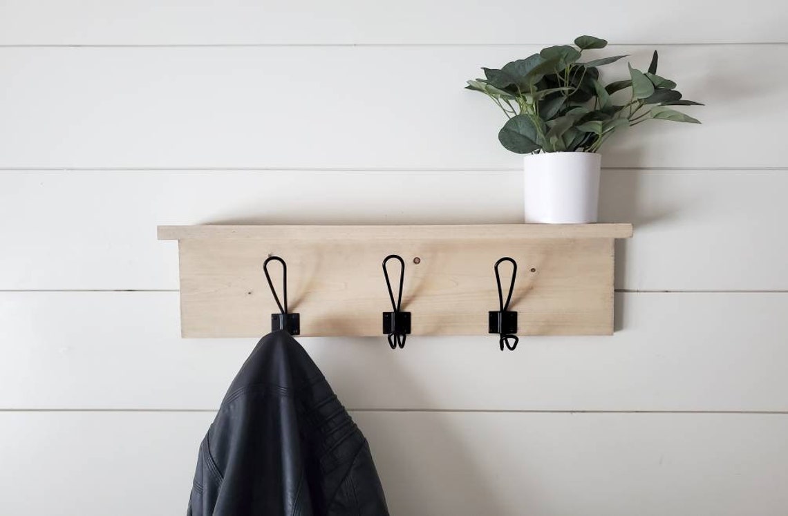 Wall Mounted Coat Rack With Shelf Wall Coat Rack With Shelf - Etsy