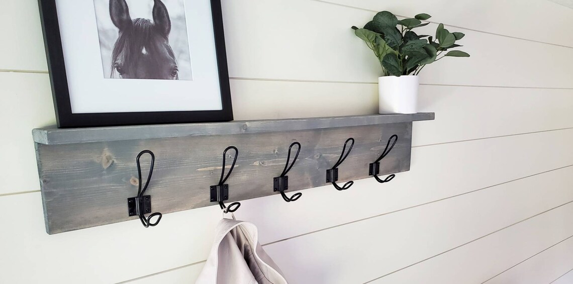 Wall Mounted Coat Rack With Shelf, Wall Coat Rack With Shelf, Wall ...