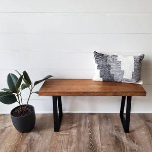 Farmhouse Bench Handmade Rustic Bench Handmade Entryway Bench Black Metal Trapezoid Bench Industrial Bench Etsy