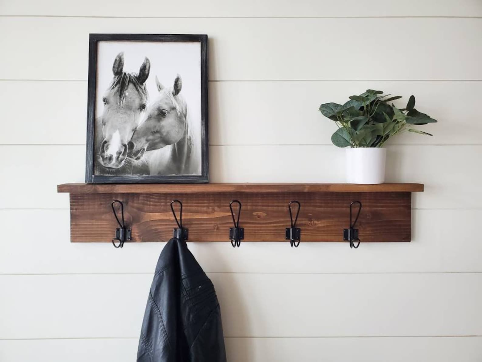 Wall Coat Rack With Shelf, Wall Mounted Coat Rack With Shelf, Rustic ...