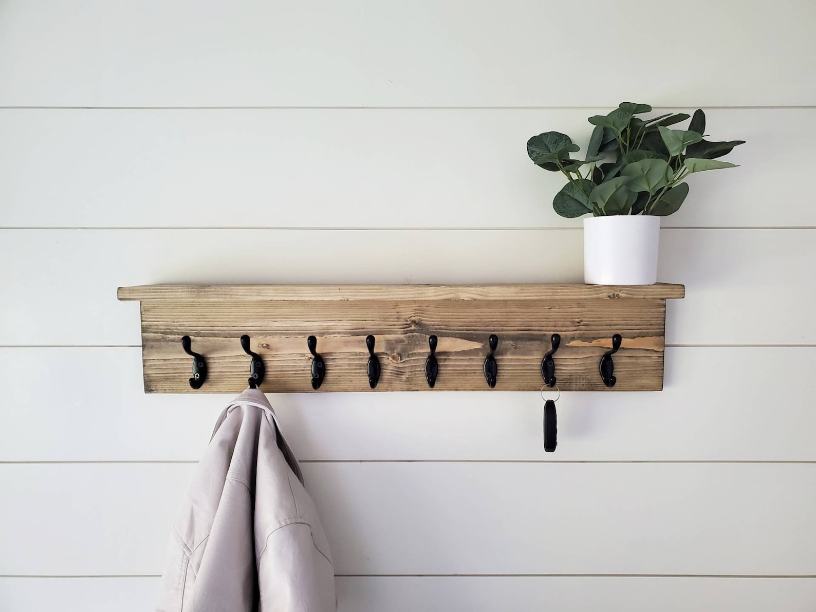 Modern Coat Rack Wooden Coat Rack Wall Shelf With Hooks - Etsy