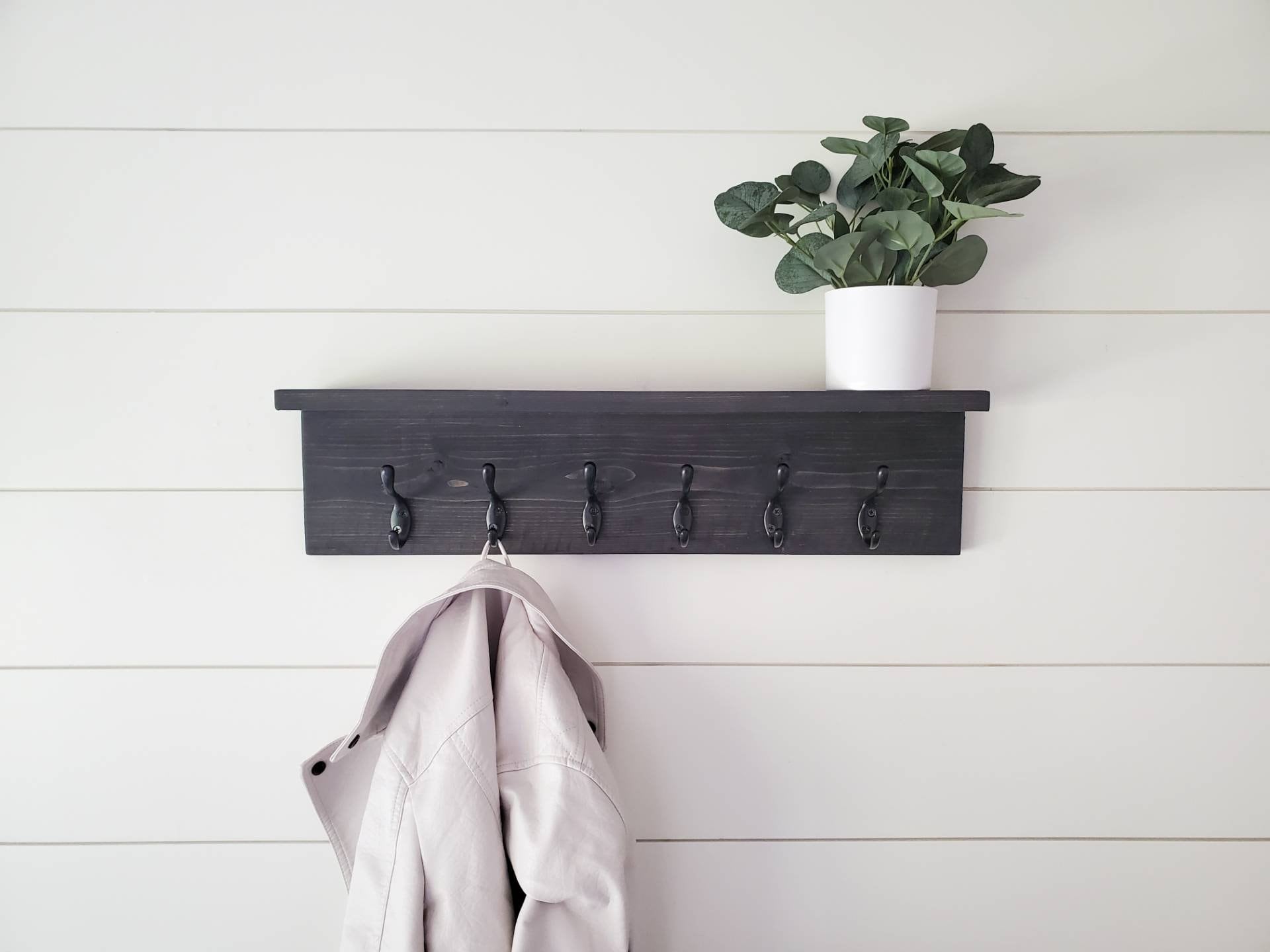 Modern Coat Rack Wooden Coat Rack Wall Shelf With Hooks | Etsy