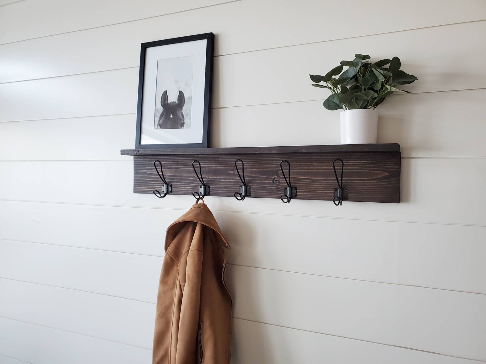 Wall Coat Rack With Shelf, Wall Mounted Coat Rack With Shelf, Rustic ...